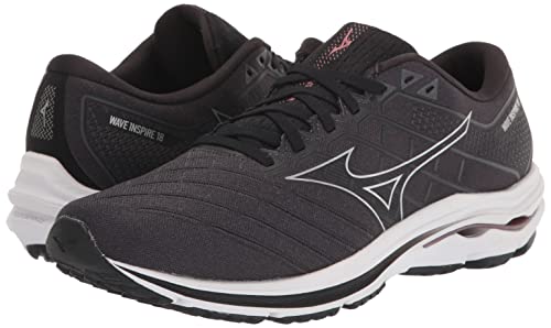 Mizuno Women's Wave Inspire 18 Running Shoe, Black/Silver, 10