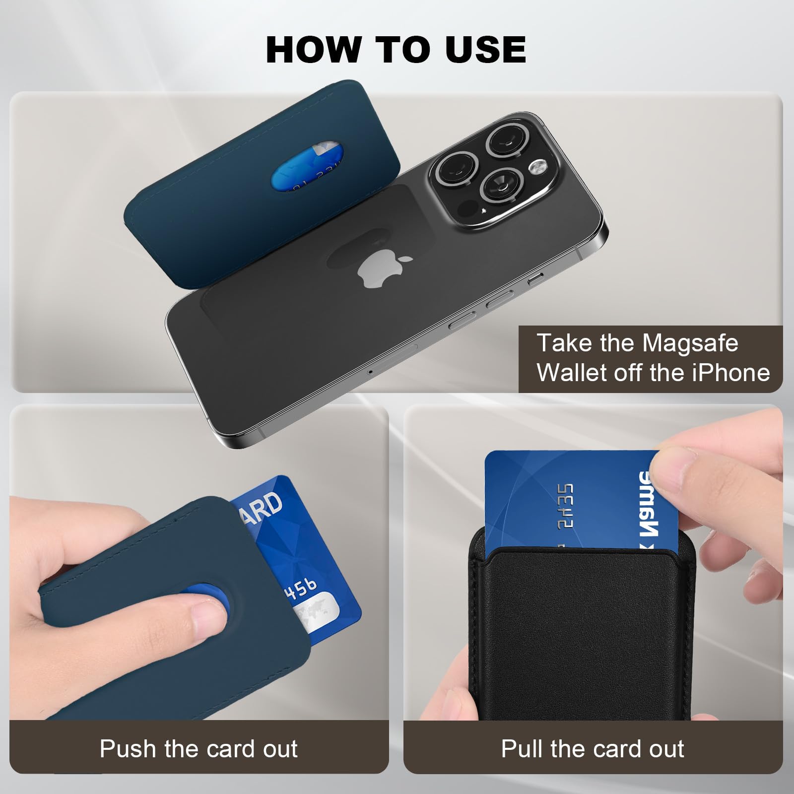 Magnetic Card Wallet Holder with MagSafe - [2 Pack] Phone Wallet for iPhone 15 Pro Max/15 Plus/15 Pro/15, iPhone 14 Pro Max/14 Plus/14 Pro/14, iPhone 13 Pro Max/13 Pro/13, iPhone 12 Pro Max/12 Pro/12