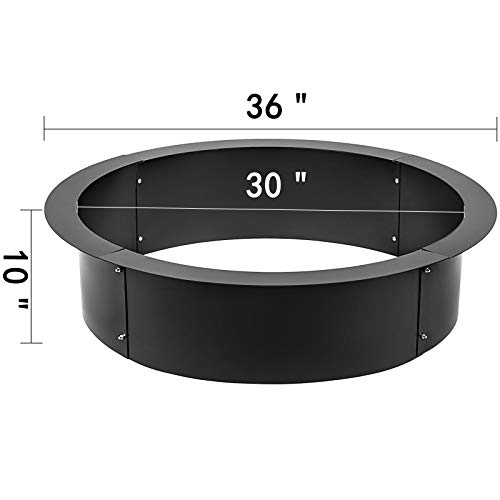 VBENLEM Fire Pit Ring 36-Inch Outer/30-Inch Inner Diameter, 10inch Height Fire Pit Insert 2.5mm Thick Heavy Duty Solid Steel, Fire Pit Liner DIY Campfire Ring Above or In-Ground for Outdoor