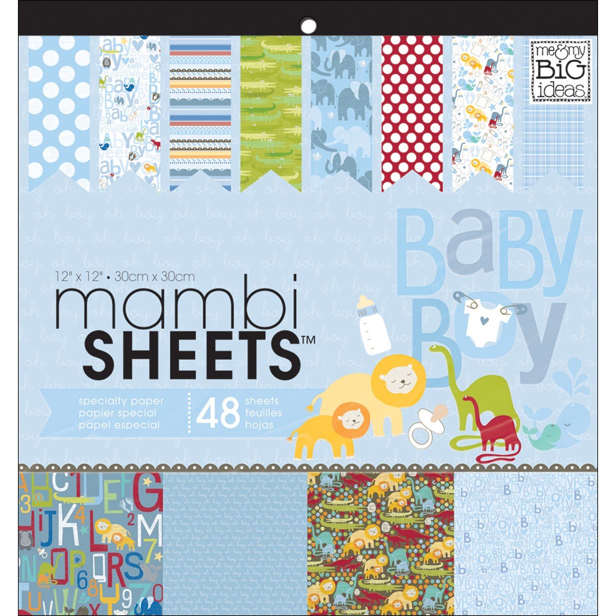 Me & My Big Ideas MAMBI Sheets Specialty Cardstock, 12 by12-Inch, 48 Per Sheet, Oh Baby Boy