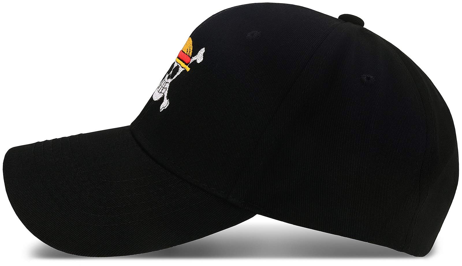 Roffatide Anime Luffy Straw Hat Crew Baseball Cap Adjustable Embroidered Cotton Baseball Hat for Men Women Black