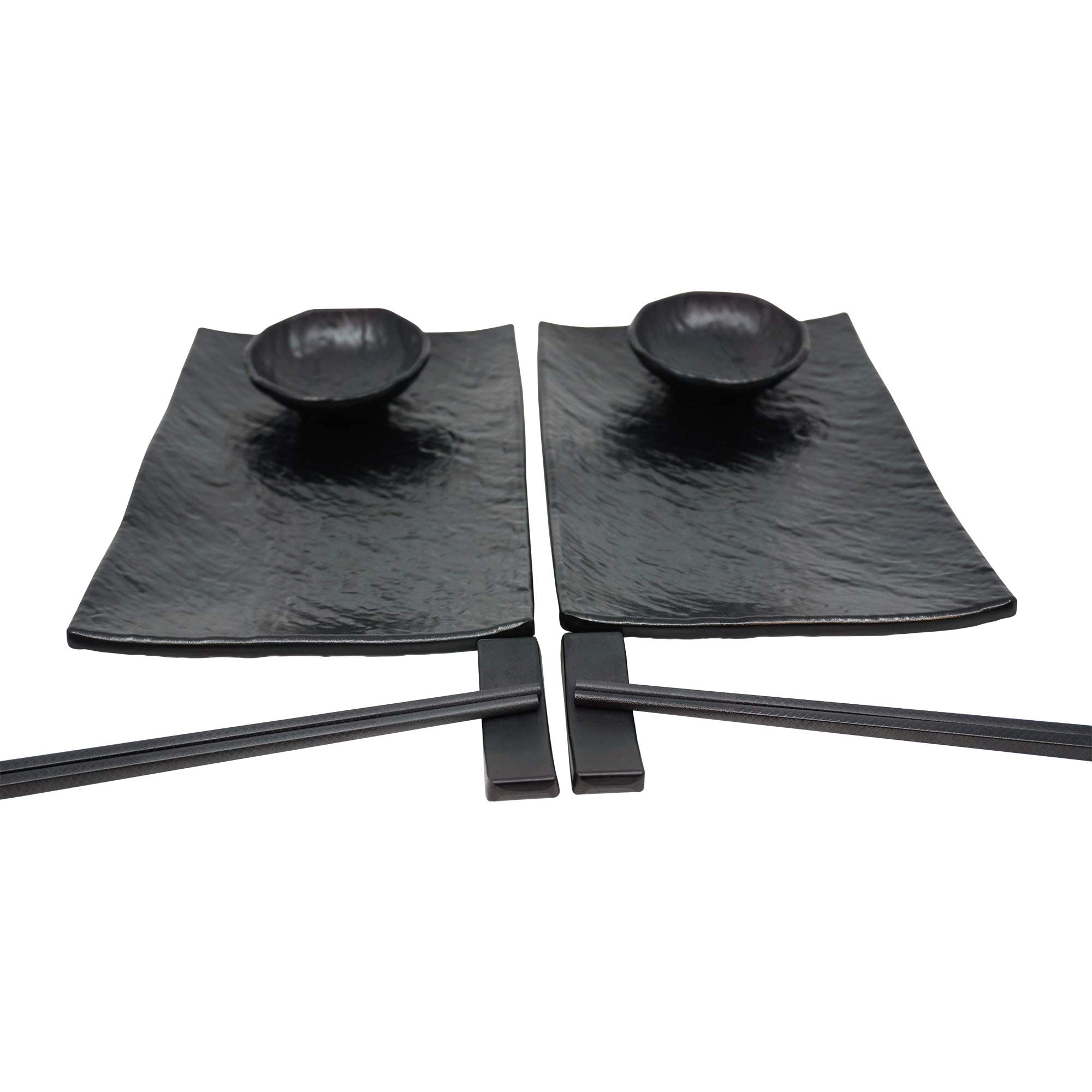 Sushi Unlimited Sushi Set for Two: Sushi Plates, Soy Sauce Bowls, Chopsticks, Includes Chopstick Holders!