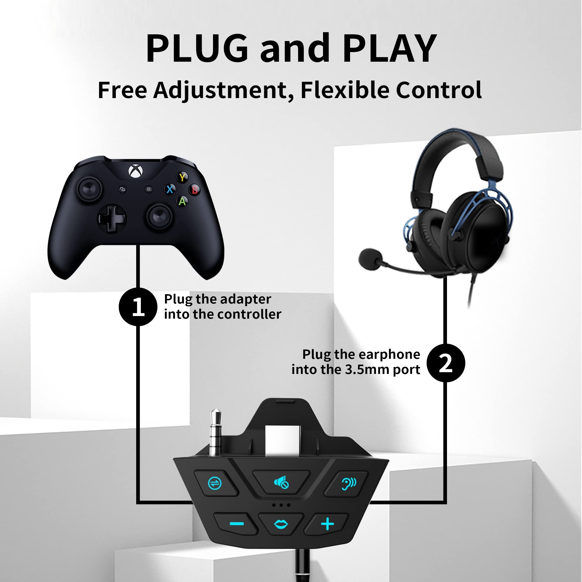 MOIPO for Xbox Headphone Adapter 2022, Headset Adapter for Xbox Series X|S/XS1 Controller, Change Your Chat Voice at Will, Compatible Xbox Controller Adapter, Superhuman Hearing, Support FPS Mode