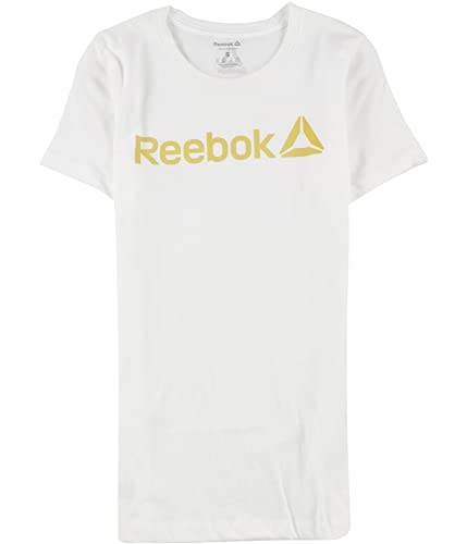 Reebok Mens Basic Gold Logo Graphic T-Shirt, White, Small