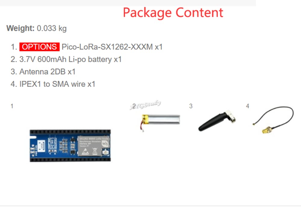 XYGStudy for Raspberry Pi Pico SX1262 LoRa Node Module Support LoRaWAN Protocol Choice of Frequency Band 915M (902~930MHz) (Pico-LoRa-SX1262-915M)