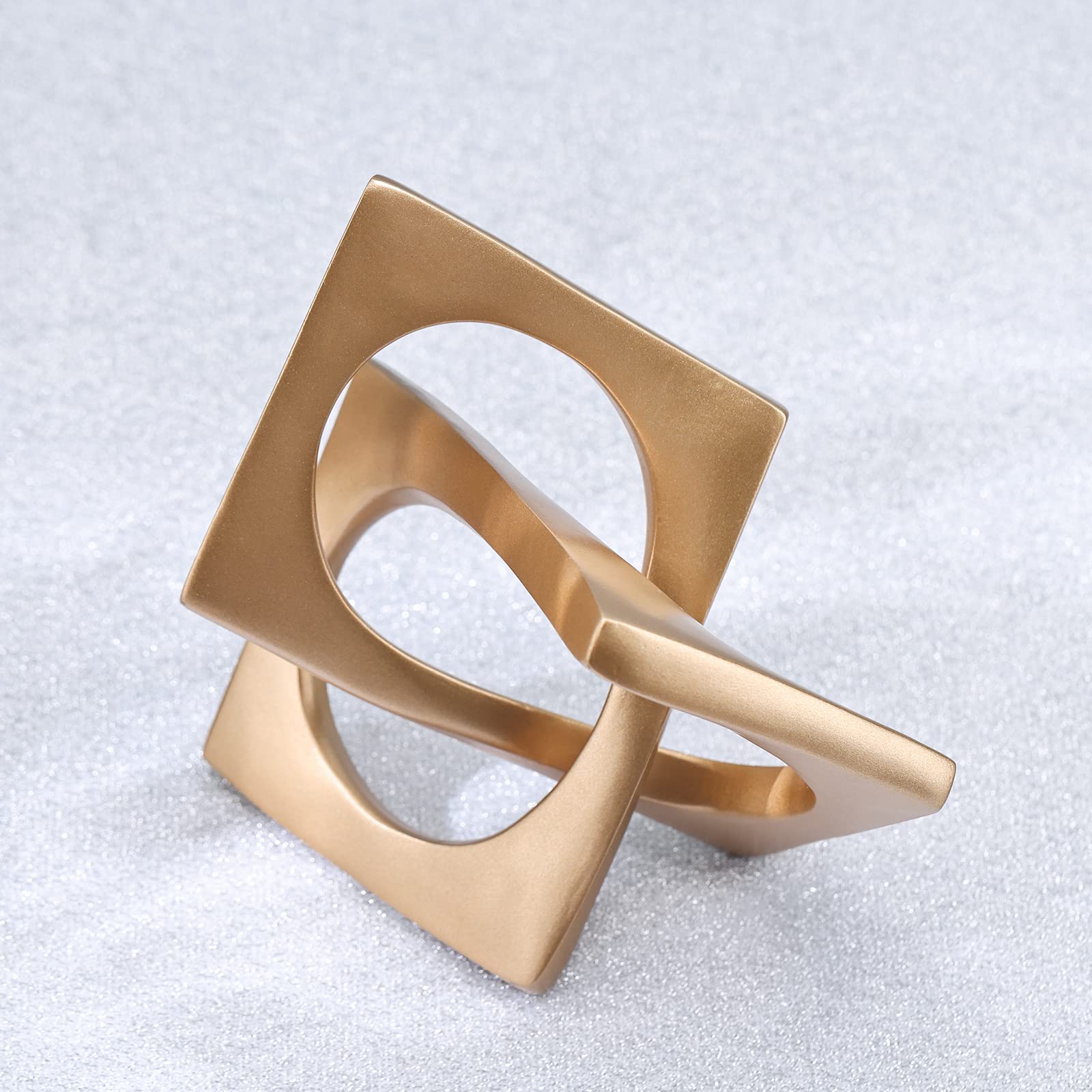 Modern Geometric Sculpture Gold Knot Statue Decor, Home Gold Bookcase Centerpiece jax Decorative, Geometric Tabletop Sculpture and Figurines, For Golden Home Decor Accent, Cube Decorative Ornaments