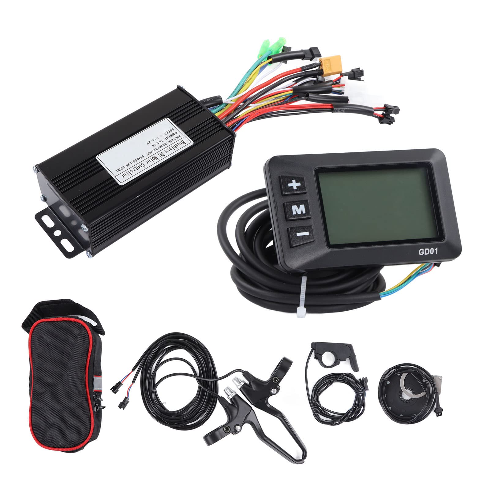 SPYMINNPOO Electric Bike Controller Kit, 24V 36V 48V Motor Controller 3 Modes Lithium Bicycle Parts with Display Thumb Throttle Accessories 26A DC