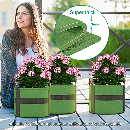 YLYYCC 3-Pack 5 Gallon Grow Bags Heavy Duty Thickened Nonwoven Plant Fabric Pots with Handles, Durable Portable Bags, Cylindrical