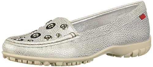 Marc Joseph New York Women's Leather Made in Brazil Mott Street Golf Shoe, Silver Metallic Grainy, 8 M US