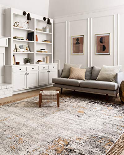 Loloi II Alchemy Collection ALC-02 Contemporary Accent Rug 2'-8" x 4' Granite/Gold Rectangular 0.25" Thick