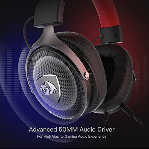 Redragon H520 Icon Wired Gaming Headset, 7.1 Surround Sound - Memory Foam Earpads - 50MM Drivers Headphone- Detachable Microphone with Pro Driver - Works with PC, PS4/3 & Xbox One/Series X, NS