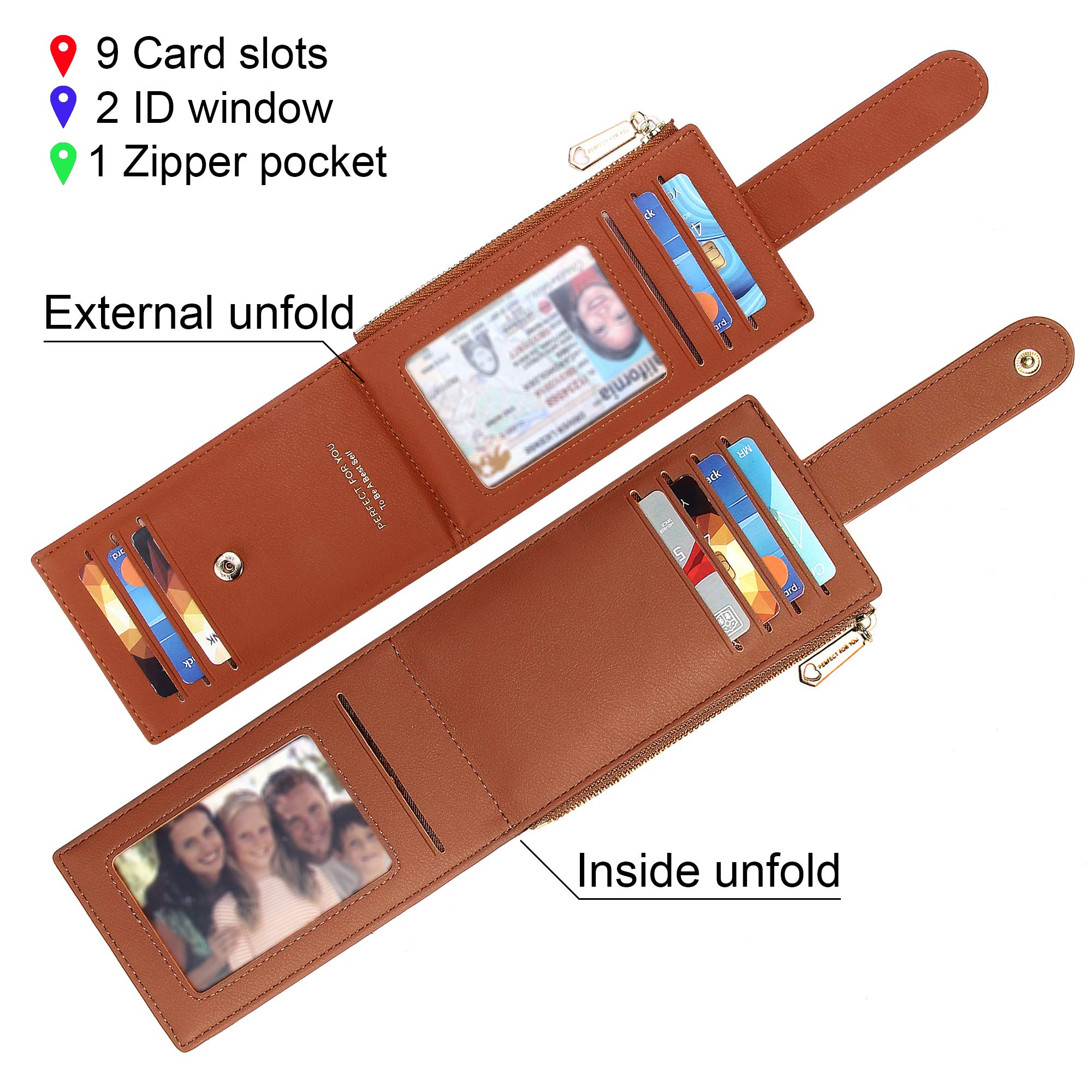 OIDERY RFID Card Holder Wallet for Women Slim Bifold Zipper Card Organizer Wallets with Gift Box