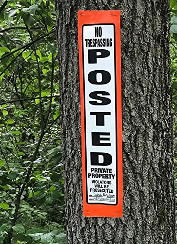 WristCo Posted Sign Orange No Trespassing for outdoors - 4" x 20" 100 per Roll - weatherproof tear-resistant Tyvek high visibility for warning hunting fishing trapping