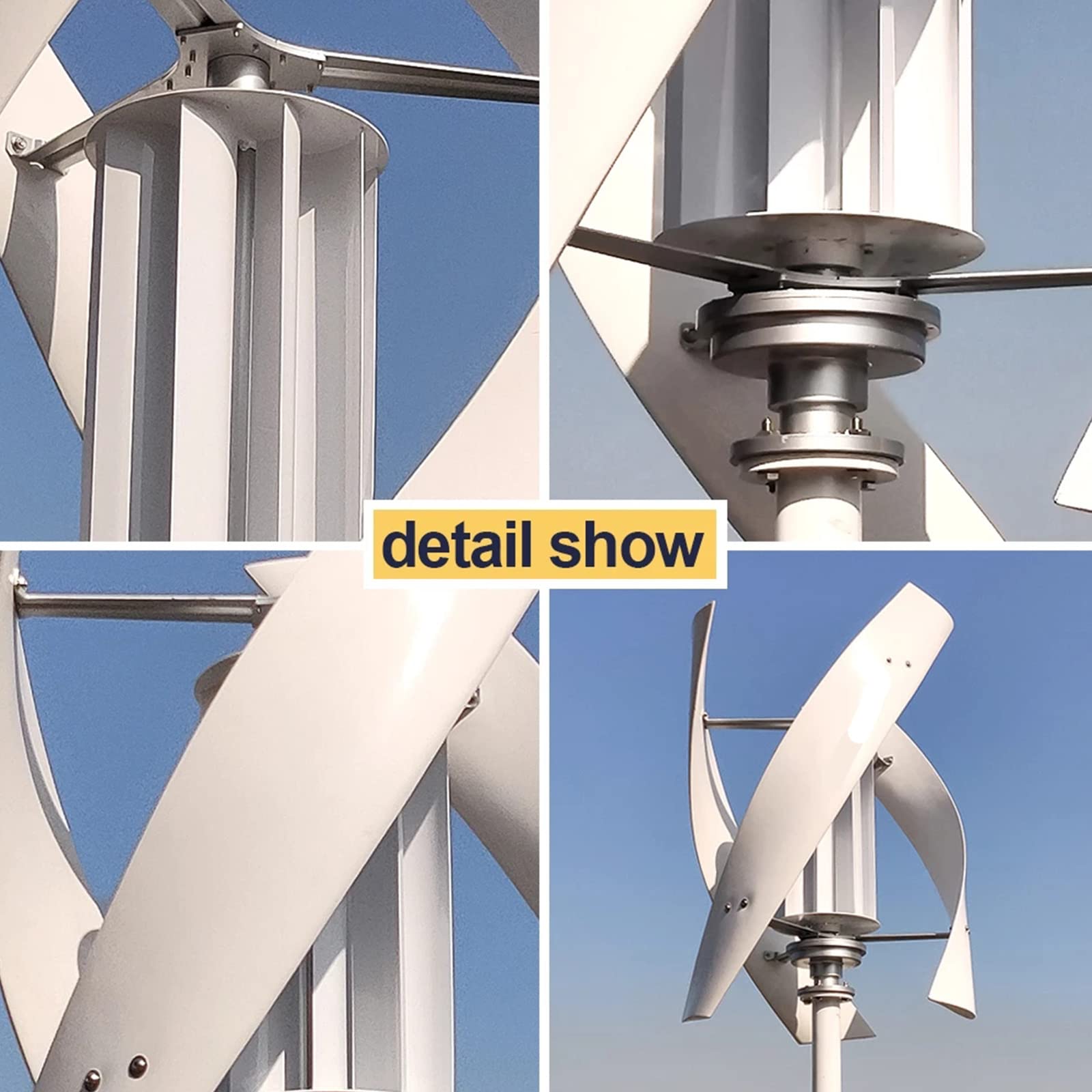 QAZNHODDS 8000W Low Noise Vertical Wind Generator Kit, 12V 24V 48V with Waterproof Charge Controller 3 Blades for Home Use Vertical Axis Wind Turbine for Home Or Camping,48v