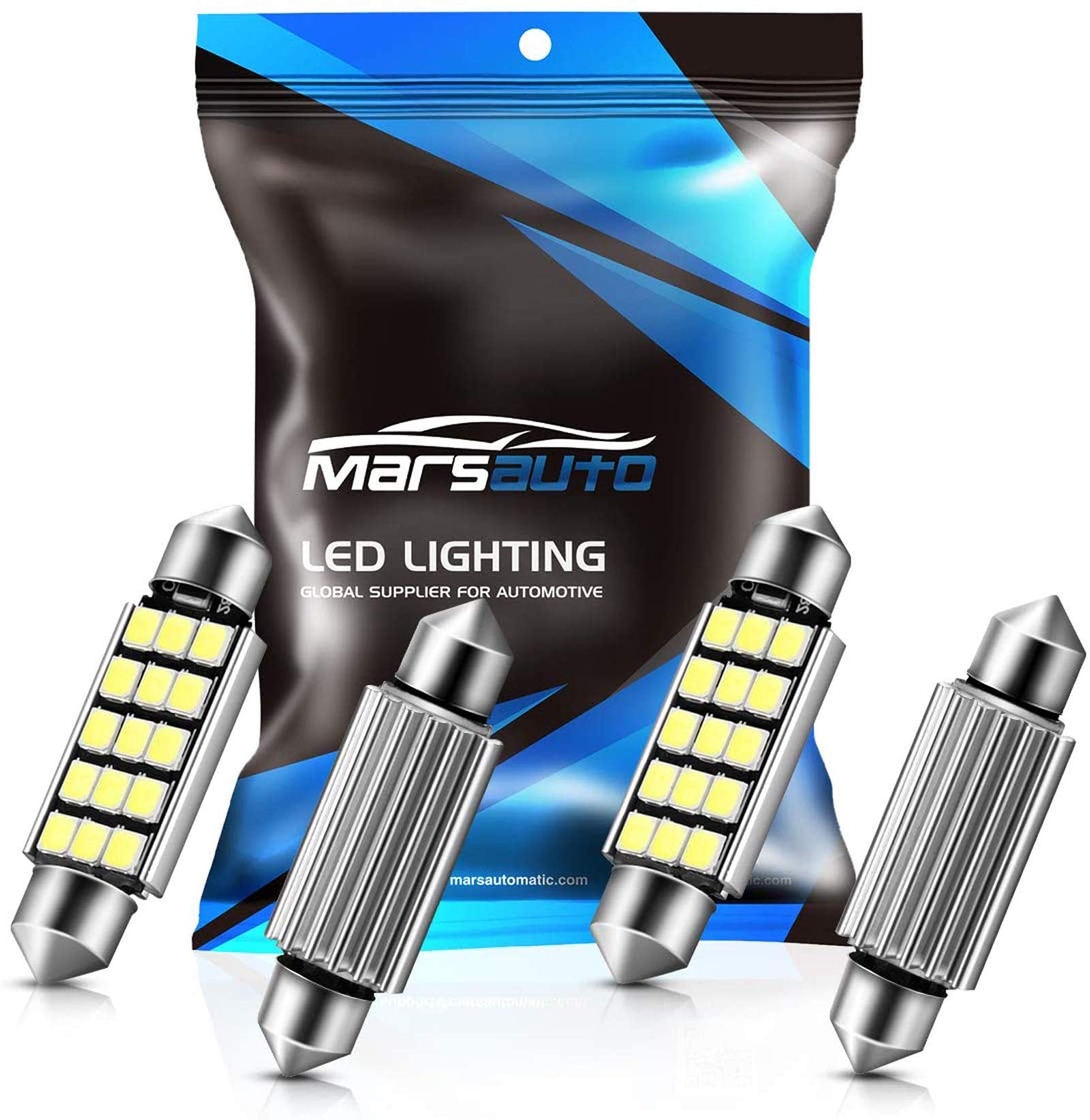Marsauto 578 LED Bulbs Extremely Bright 400LM 2835 Chipsets for LED Interior Dome Map Door Lights Bulbs 211-2 212-2 569 6411 6451 41mm 42mm 1.65inch 6500K White (Pack of 4)