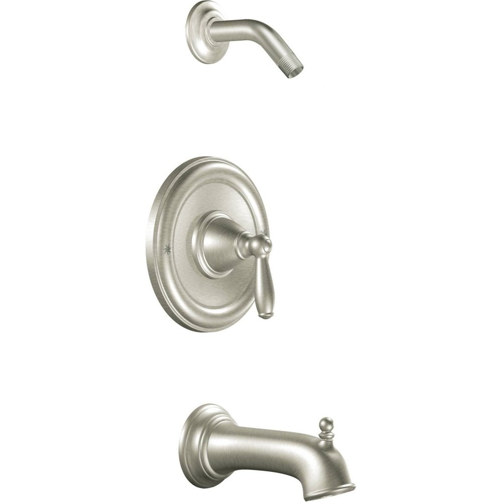 Moen Brantford Brushed Nickel Posi-Temp Pressure Balancing Tub and Shower Trim Kit without Showerhead Valve Required, T2153NHBN