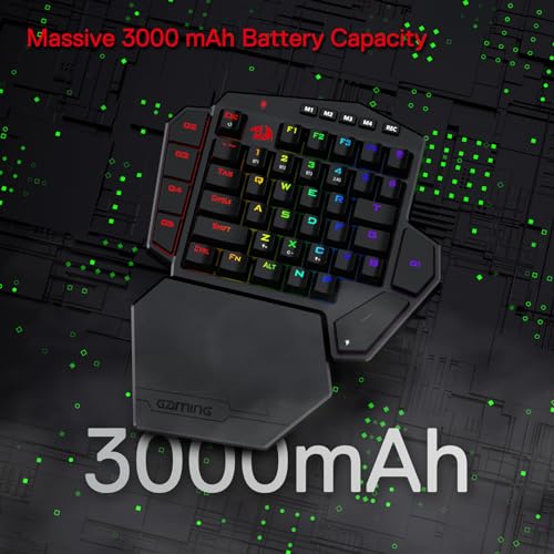 Redragon K585 PRO Wireless One-Handed Mechanical Keyboard, 42 Keys 3-Mode RGB 40% Gaming Keypad w/ 7 Onboard Macro Keys, Detachable Wrist Support, Rechargeable Battery (Blue Switch)