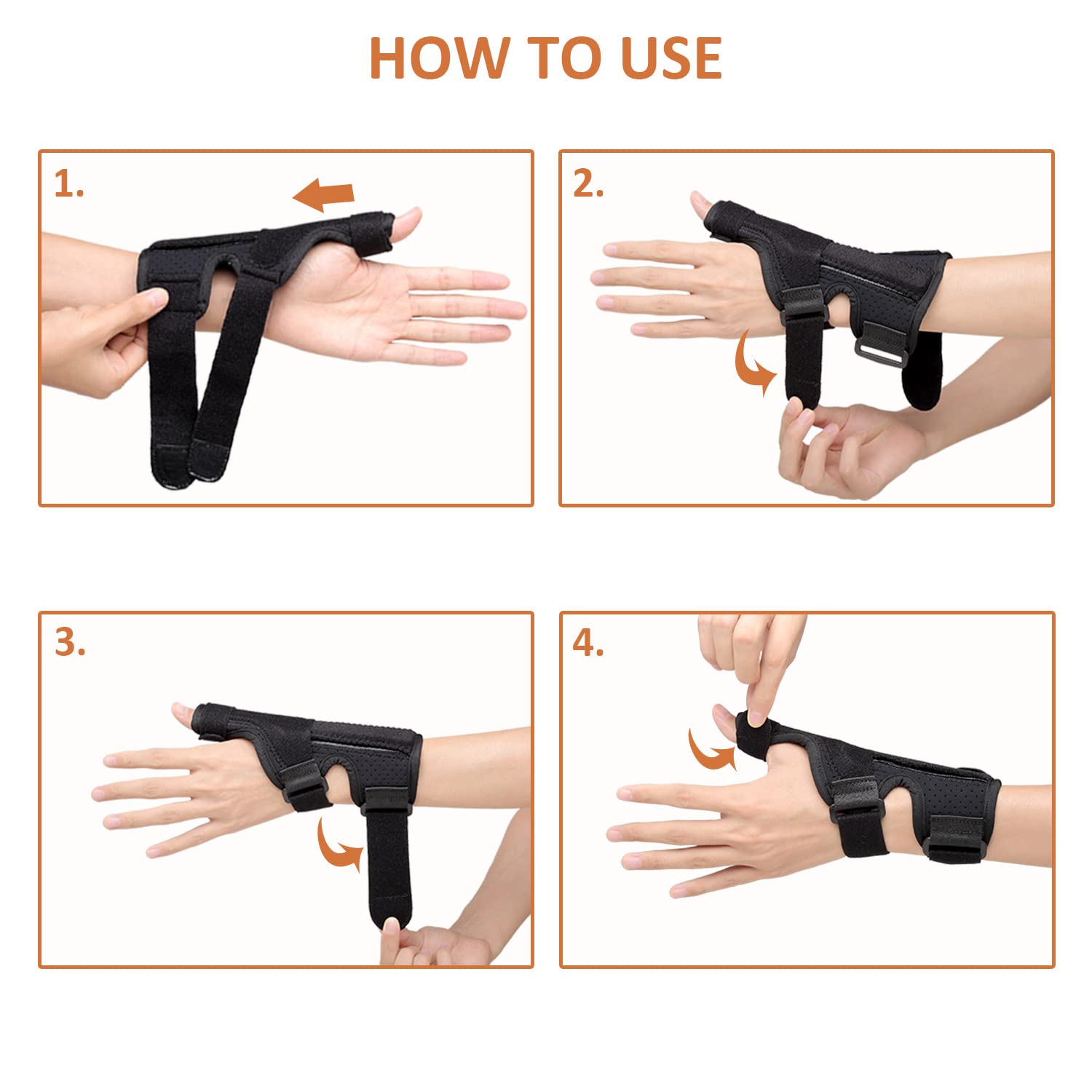 Scurnhau Thumb Brace, Thumb Spica Splint, Thumb Wrist Stabilizer Pain Relief for Arthritis, Tendonitis, BlackBerry Thumb, Trigger Thumb, Sprained, Carpal Tunnel Supporting, Fits Left or Right Hand