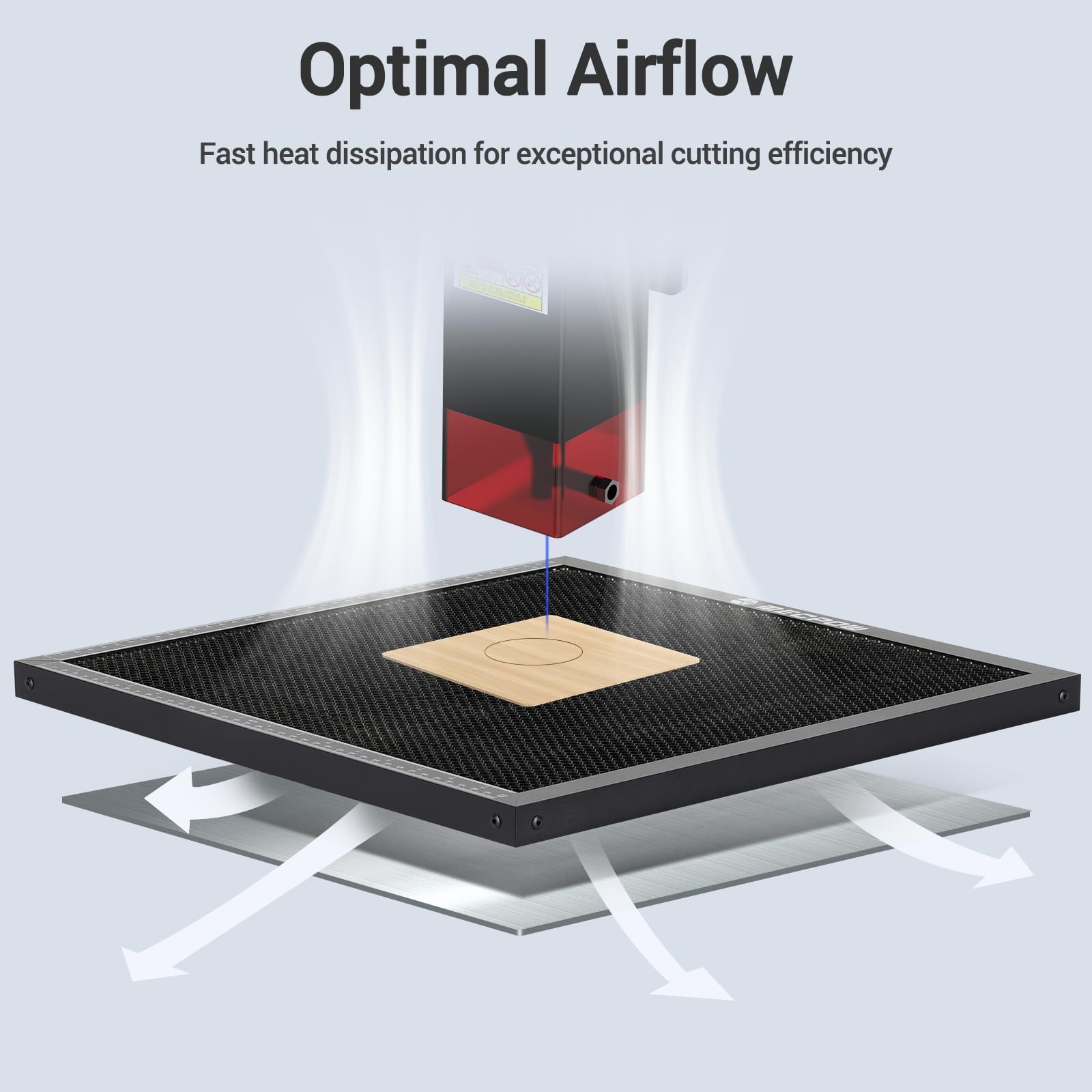 Mecpow Honeycomb Laser Bed, 440x440mm Honeycomb Working Table for Most Laser Engraver, Durable Steel Honeycomb Panel for Fast Heat Dissipation, Desktop-Protecting, 17.3''x17.3''x0.87''