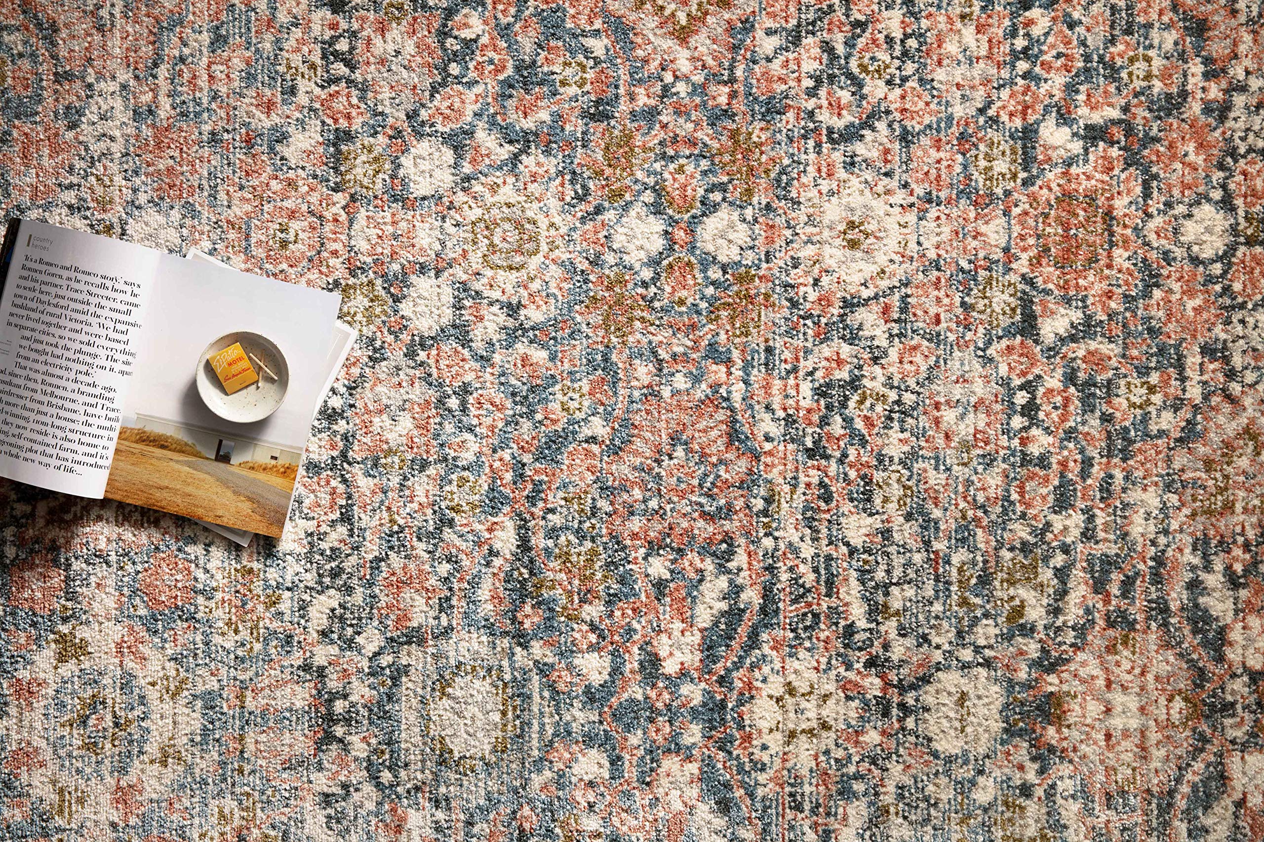 Loloi II Saban Collection, SAB-03, Navy/Rust, 9'-4" x 13', Area Rug, Soft, Durable, Moroccan, Persian, Vintage, Non-Shedding, Easy Clean, Living Room Rug