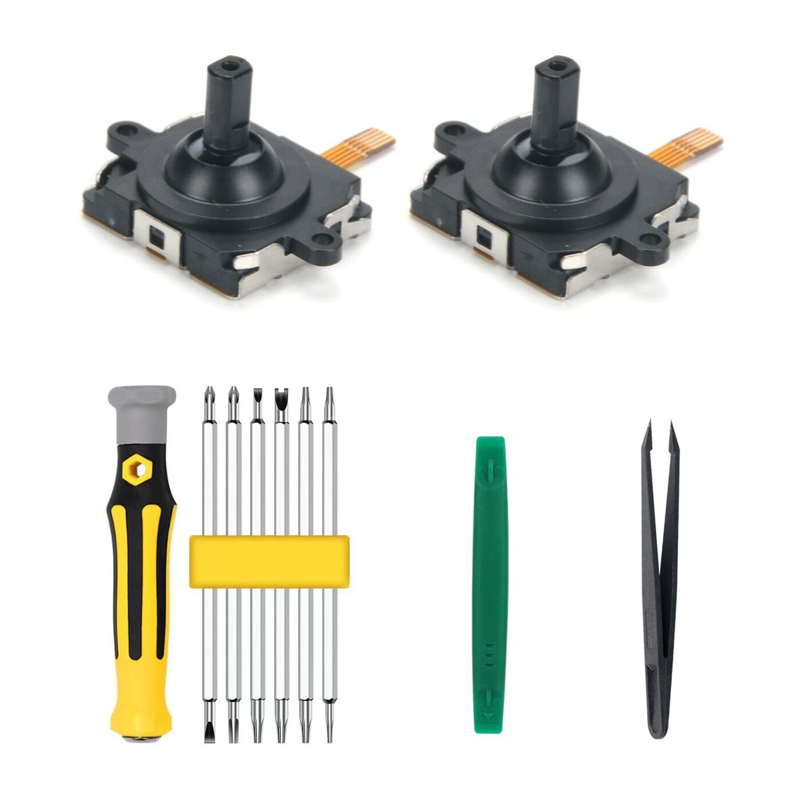 Thumb Sticks Compatible with Oculus Quest 2 Controller, 2pcs Replacement Analog Joystick Drift Repair Kit Include Fix Tools