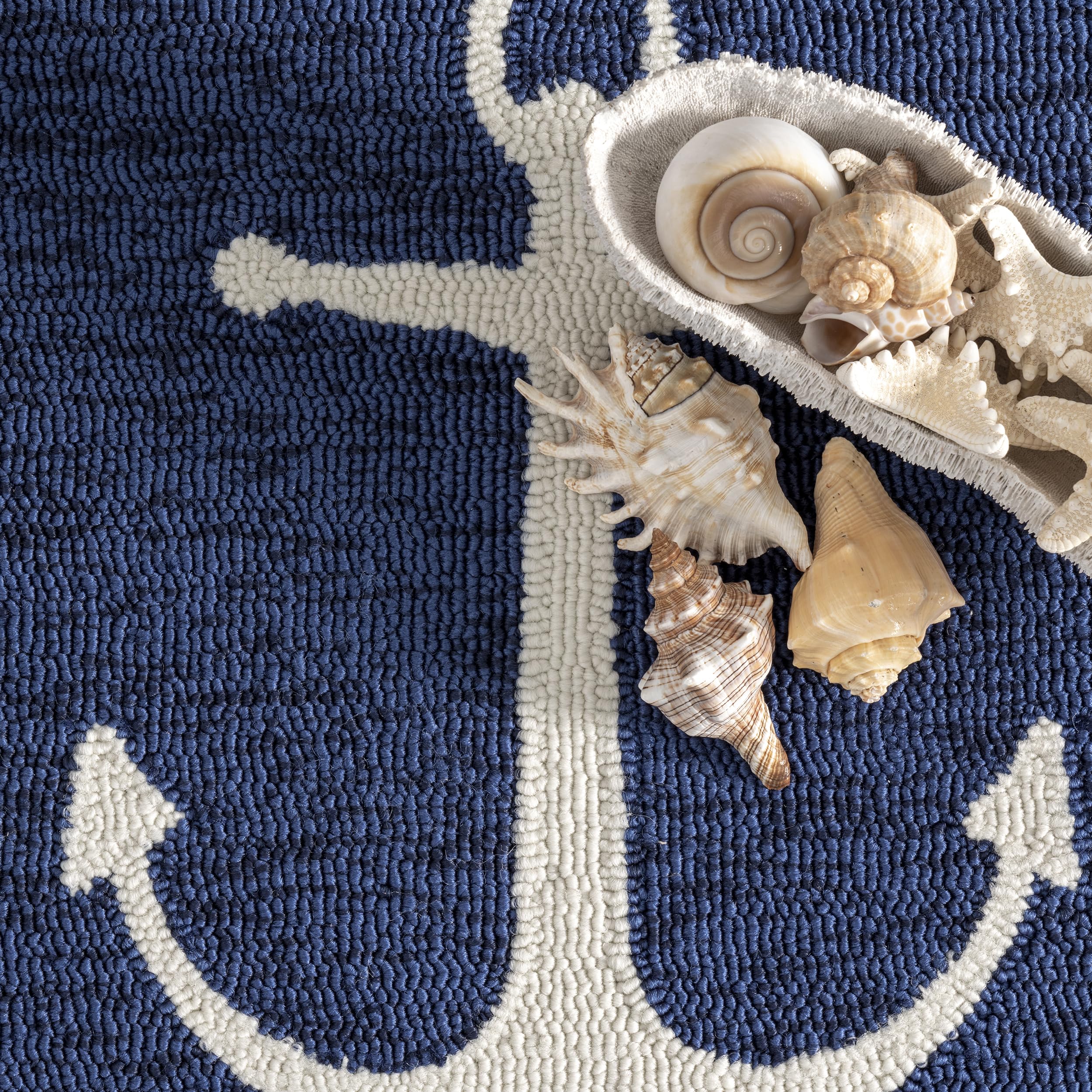 nuLOOM Hand Hooked Despina Indoor/ Outdoor Runner Rug, 2' 6" x 8', Navy