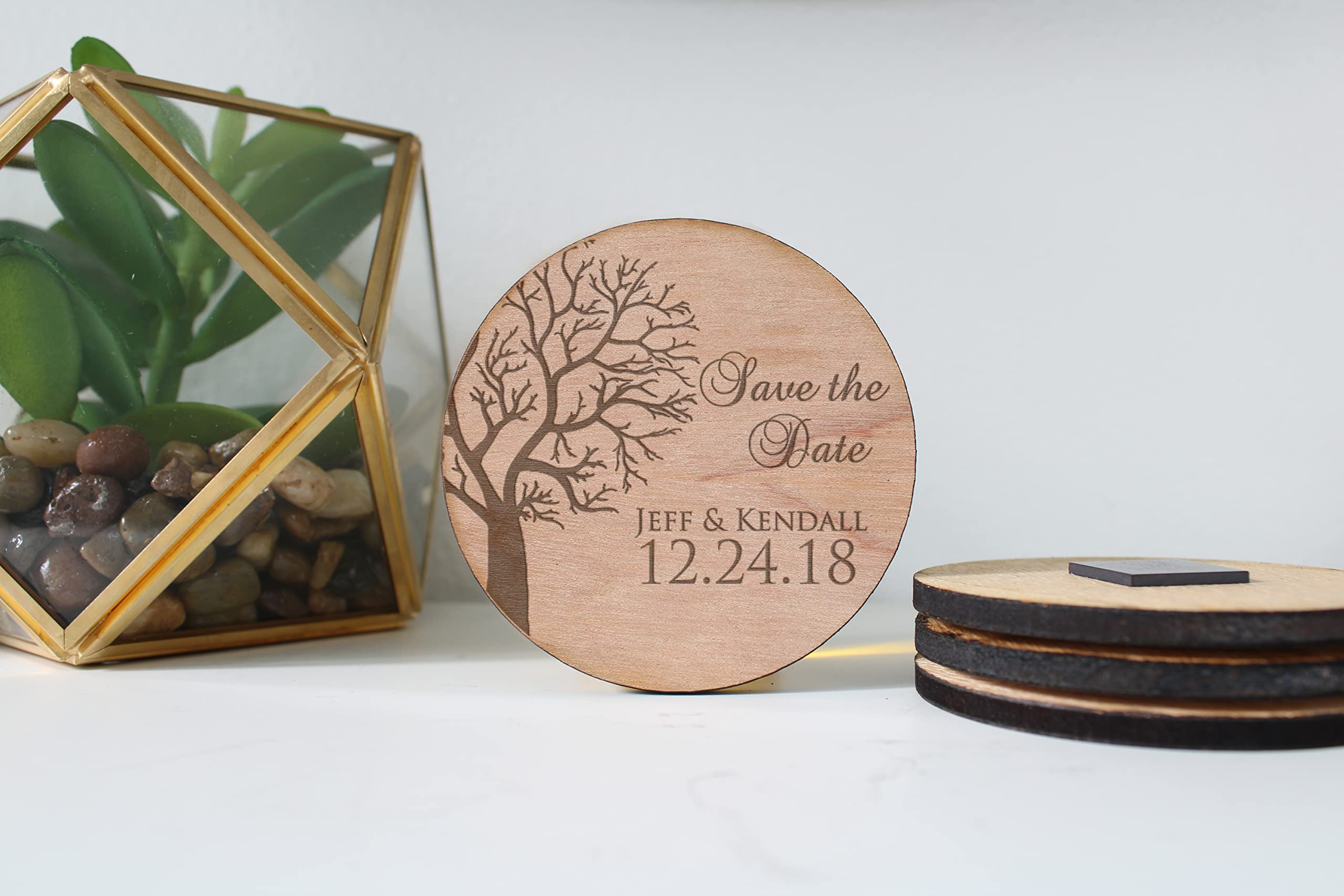 Save The Date Wood Magnet | Personalized Wood Magnet | Wood Save The Date | Wedding Announcement Magnets | Save The Magnet | Wedding Save The Date| Wooden Save The Date Magnets, 15 pc