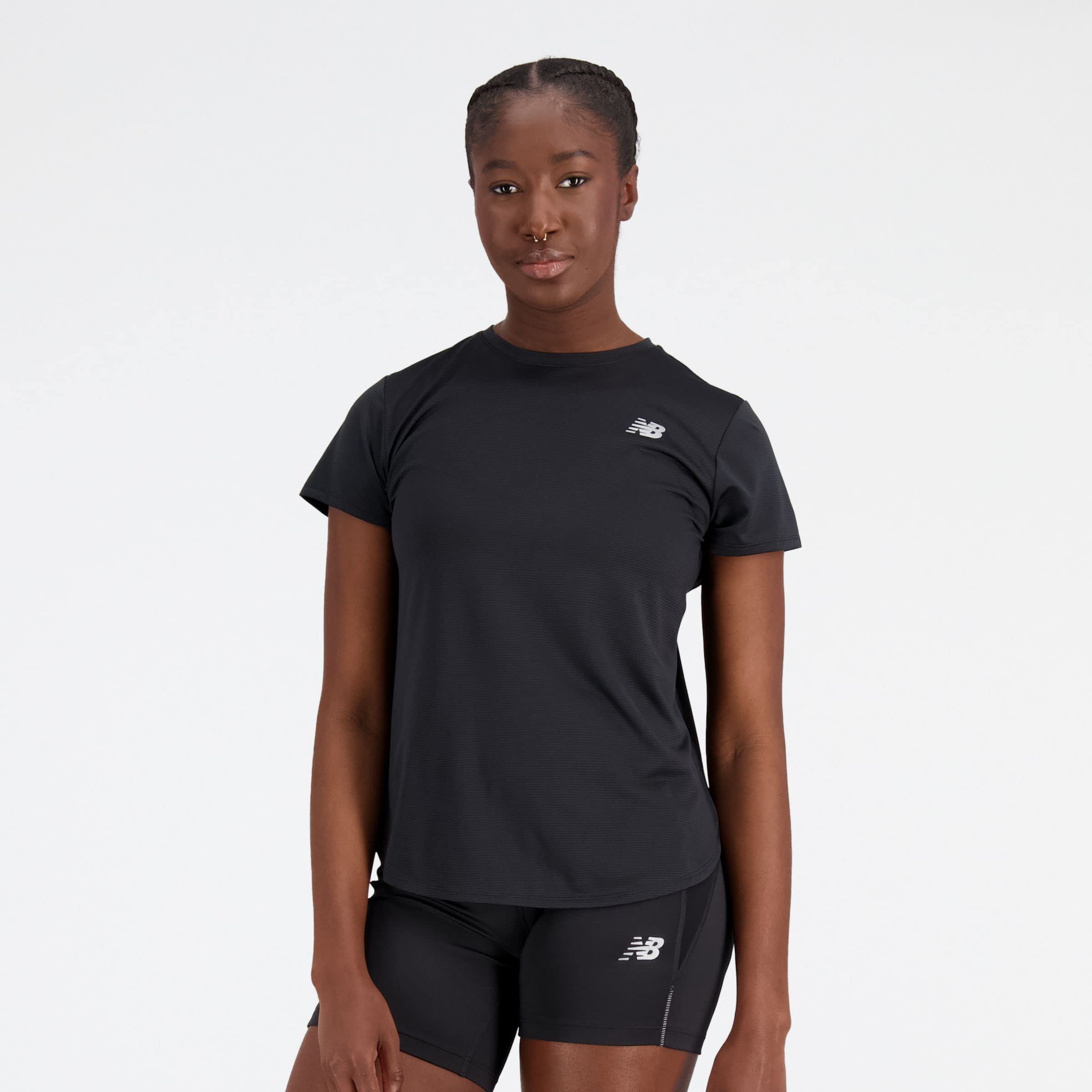 New Balance Women's Accelerate Short Sleeve, Black , X-Large