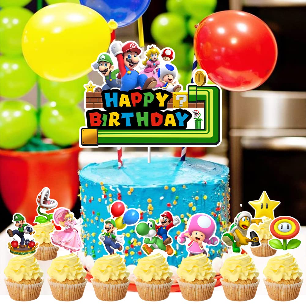 Mario Happy Birthday Cake Topper, Party Supplies Decorations for Mario Party Supplies Decor