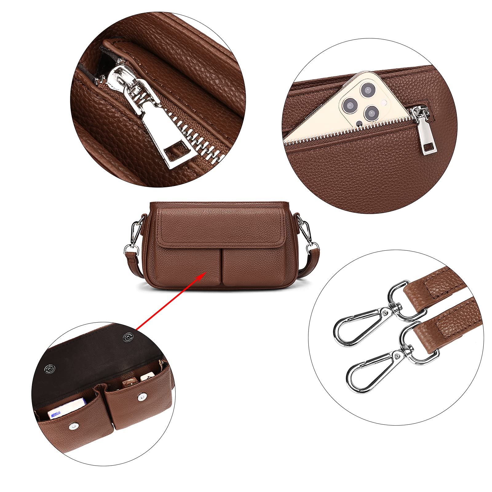 YALUXE Crossbody Bags for Women Fashion Shoulder Bag Medium Purse with Multi Pockets