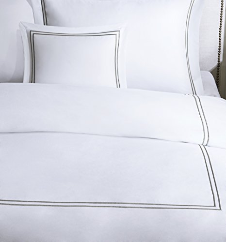 Madison Park Signature Down 1000-Thread Count Embroidered Cotton Duvet Cover Set Grey King