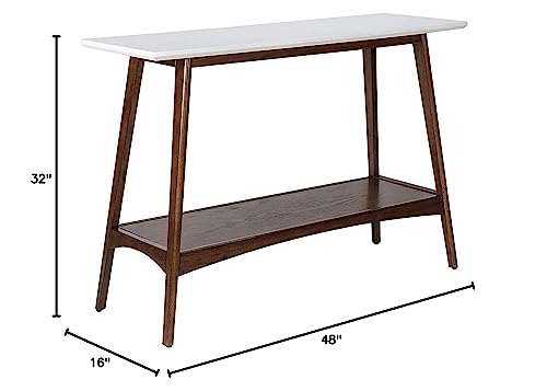 Madison Park Parker Console Tables-Solid Wood, Two-Tone Finish with Lower Storage Shelf Modern Mid-Century Accent Living Room Furniture, Medium, Off-White/Pecan