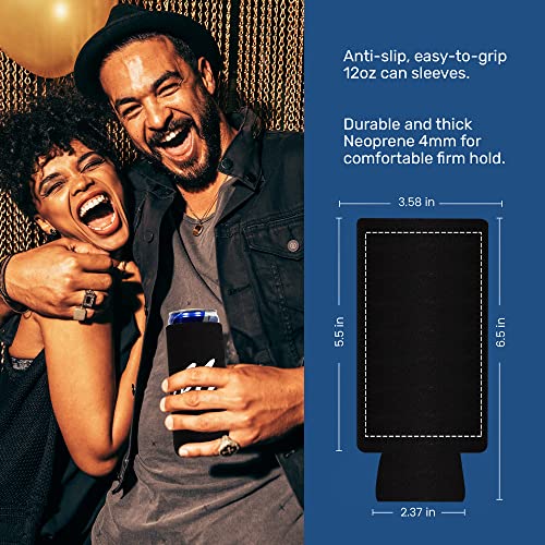 QualityPerfection Can Cooler Sleeves (2 Sets Regular + 2 Sets Slim) Insulated, Beer/Energy Drink Neoprene 4mm Thickness Thermocoolers for 12 oz Tall Skinny Beverage 4 Pack (Mr & Mrs