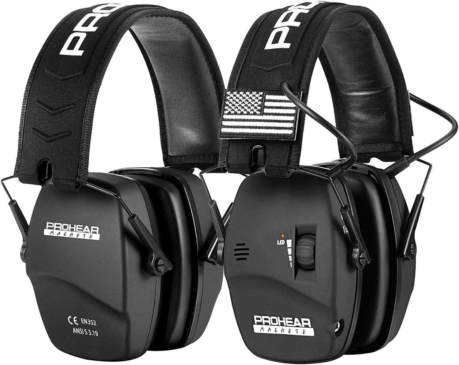 PROHEAR 036 Digital Electronic Shooting Ear Protection Patriot Sound Amplification Earmuffs & 016 Shooting Ear Protection Safety Earmuffs Gun Range Hunting (Black)