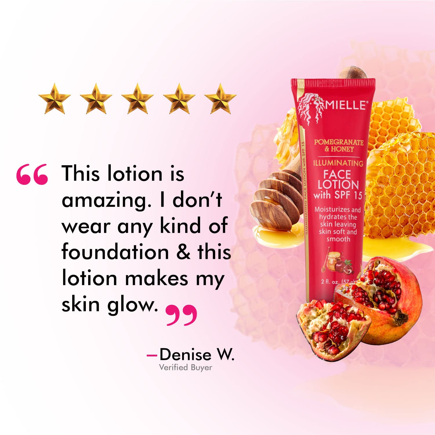 Mielle Organics Pomegranate & Honey Illuminating Face Lotion w/SPF 15, 2 Ounces