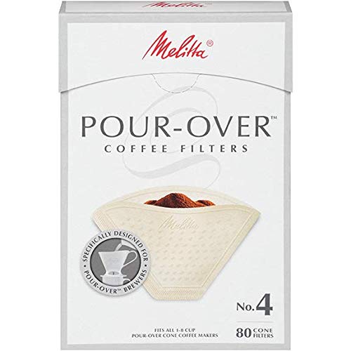 Melitta 4 Pour Over Cone Coffee Filters, Beige, 80 Total Filters Count - Packaging May Vary