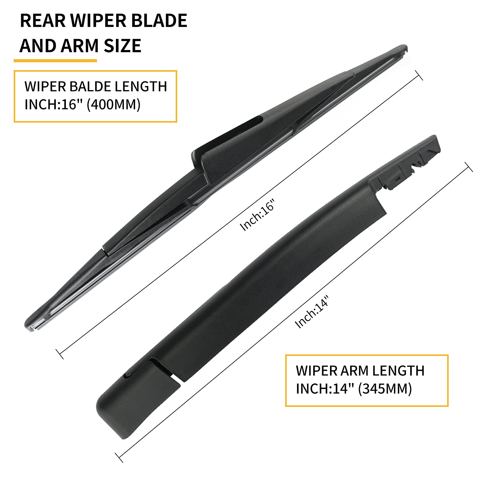Replacement for 2009-2016 Ford Expedition Lincoln Navigator Rear Windshield Wiper Arm Blades-GAYCICC Car Back Window Wiper Cover Kit