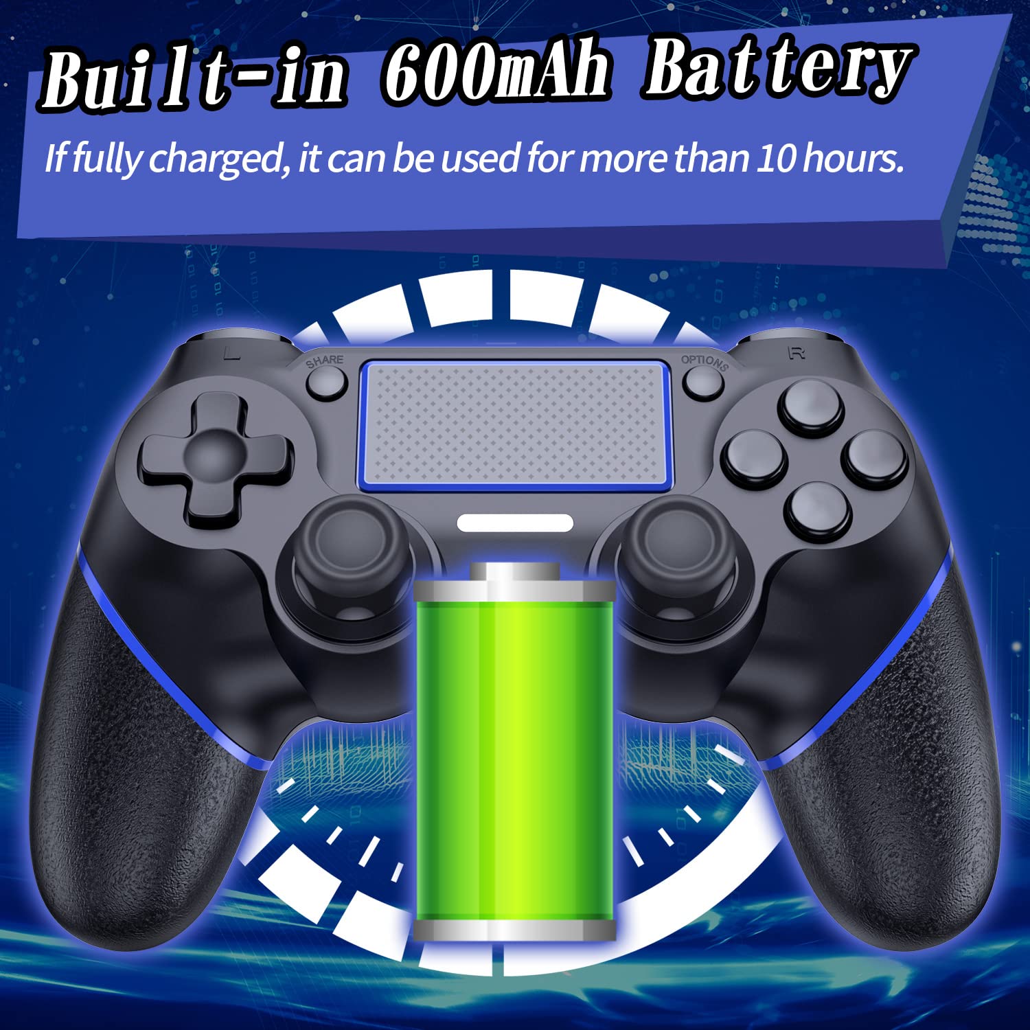Replacement for PS4 Controller, Remote Joystick Wireless Controller for Ps4/Pro/PS3/Slim/PC, Touch Panel Gamepad with Dual Vibration and Audio Function