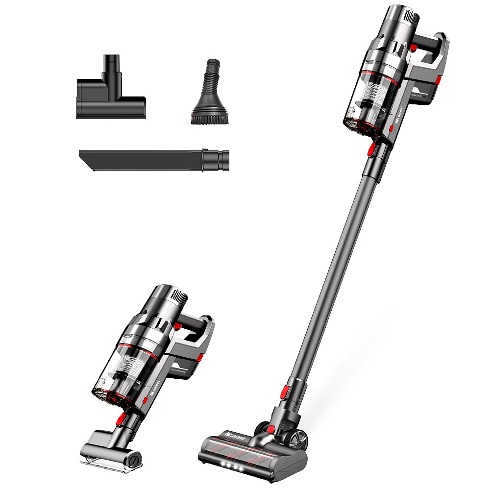 Proscenic P11 Cordless Cleaner, 450W Stick Vacuum with 25000pa Powerful, Touch Screen, Removable Battery, 3 Adjustable Suction Modes for Hardfloor/Carpet/Pet Hair, Gray