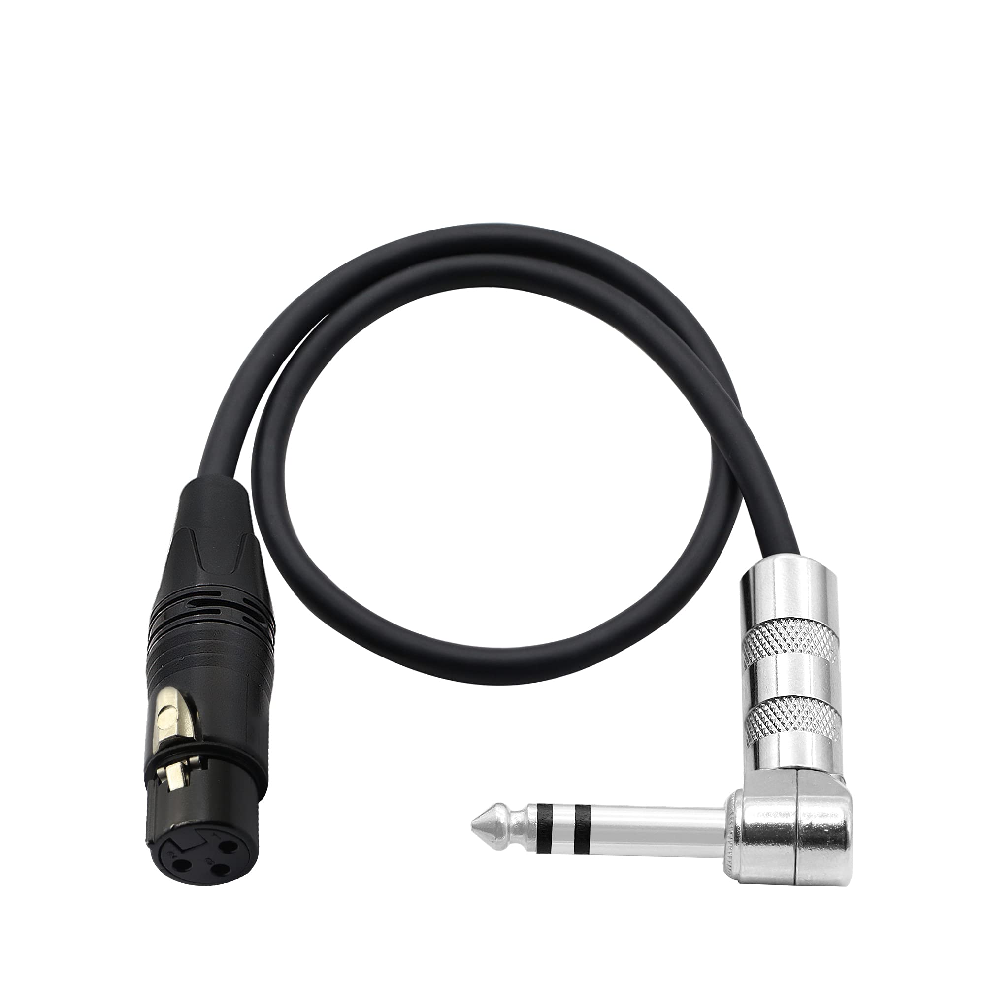 PNGKNYOCN 1/4 to XLR Cable 90 Degree Right Angle 6.35 mm TRS Male Plug to XLR Female Jack Audio Stereo Microphone Cable for Speakers, Stage, DJ and More(50cm)