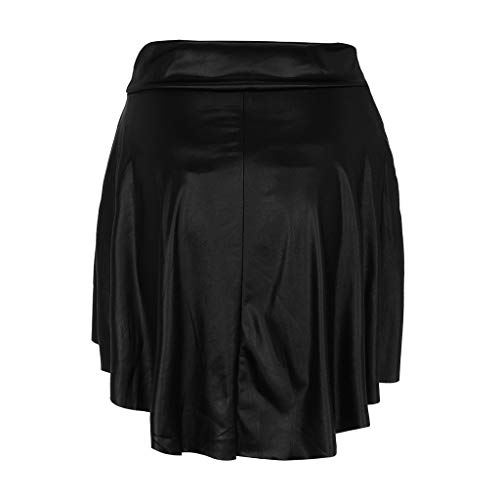 Tenworld Fall Skirts for Women 2023 Bodycon Casual Leather Asymmetrical Ruched Black Mini Faux Solid Skirt Fashion