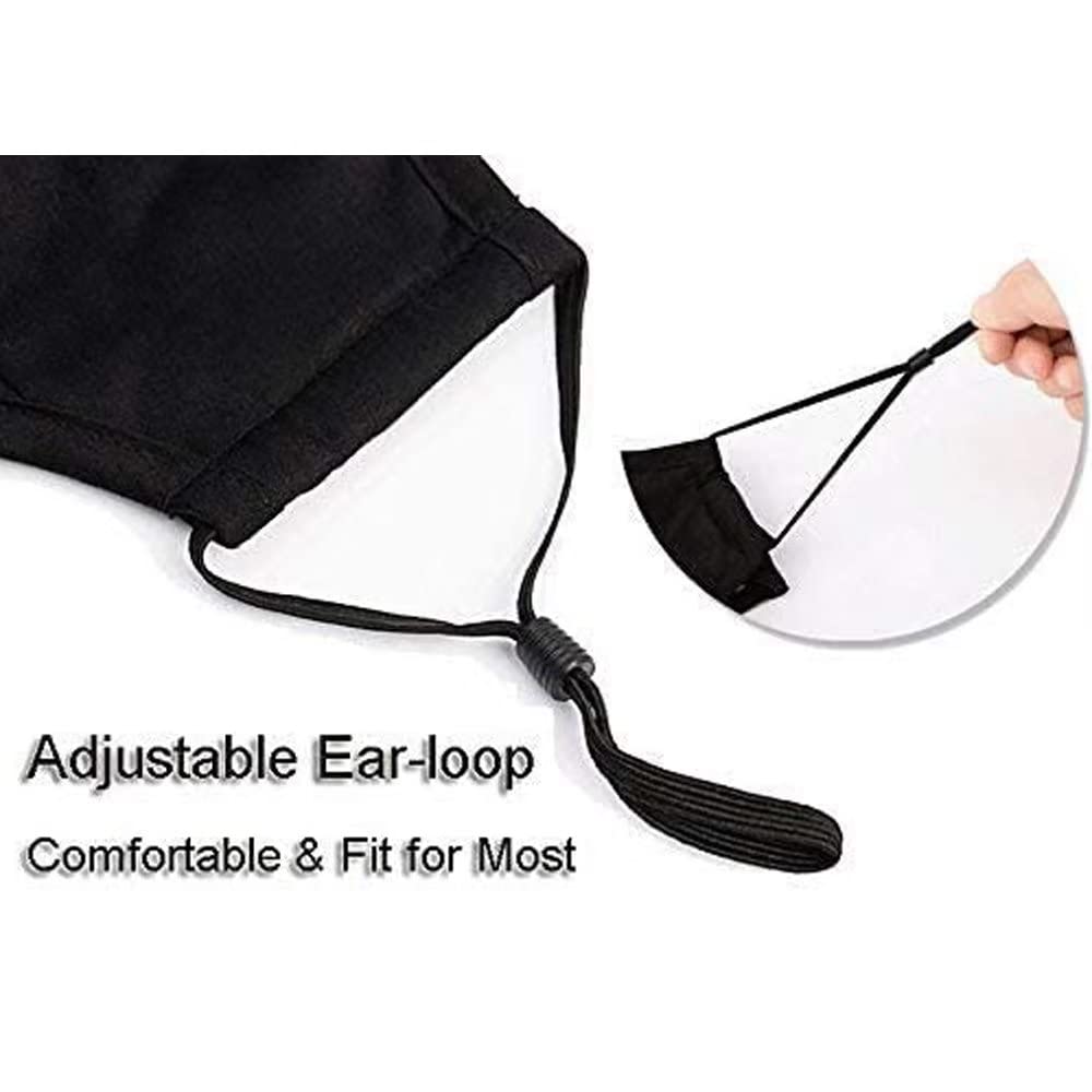 NBDIB 5 Pcs Adult Unisex Reusable Washable Adjustable Face Protection with Filter Pocket and Nose Wire Black Breathable Cotton Dust Cloth Mask with 10Pcs Replacement Carbon Filters for Man and Women