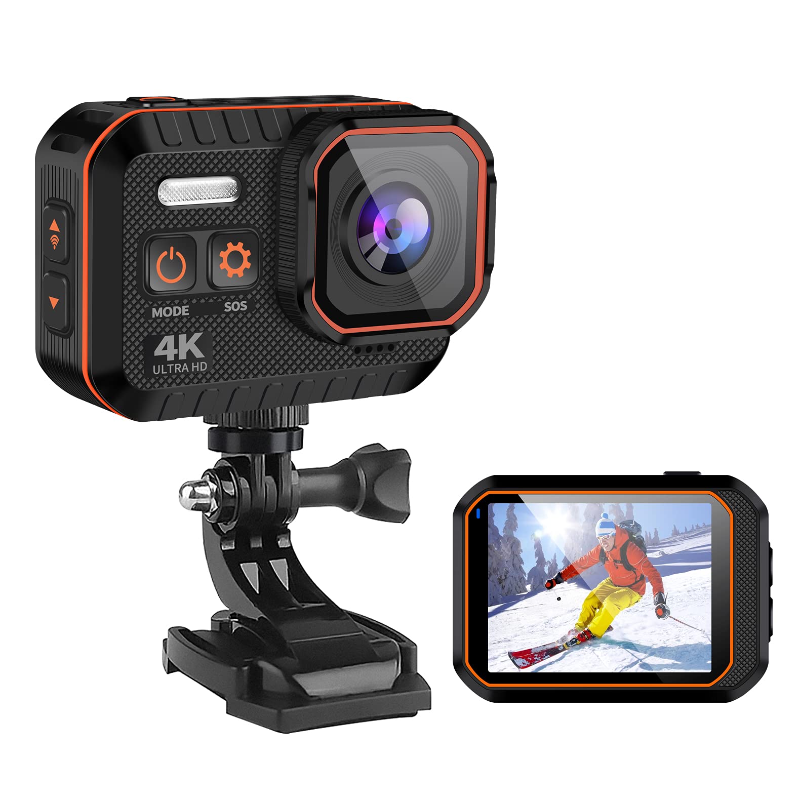 novzzovaz Action Camera 4K 16MP WiFi Sports Camera IPX8 33FT Waterproof Camera EIS 170° Wide Angle Underwater Camera with Remote Control Accessories Kit and Carrying Case