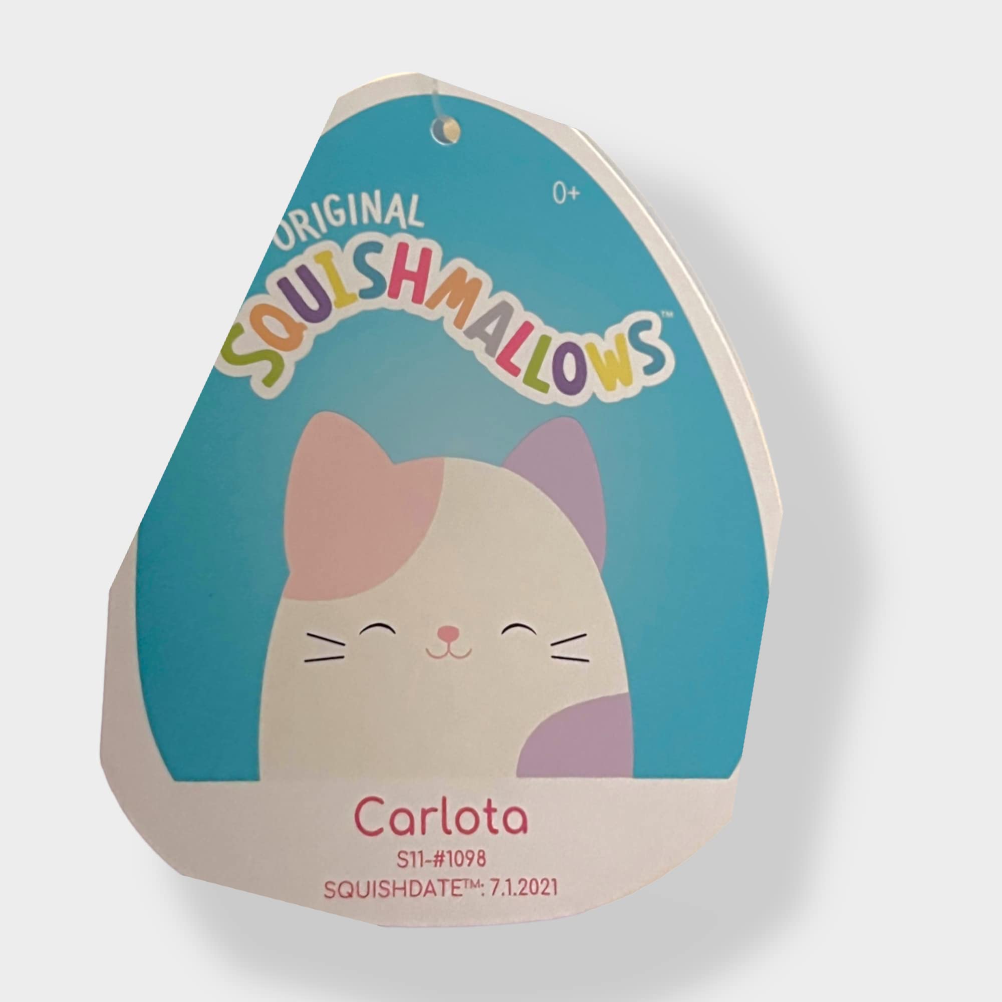 Squishmallows 11 Inch Carlota Calico Cat Plush - White with Purple and Pink Parches - Summer Squad Stuffed Animal Plush