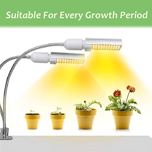 Vionmi Optics Grow Lights for Seed Starting Full Spectrum LED Plant Grow Lamp for Succulent Indoor Plants Sun Lights 2 Head Clip Lamps Replaceable Bulb Adjustable Gooseneck