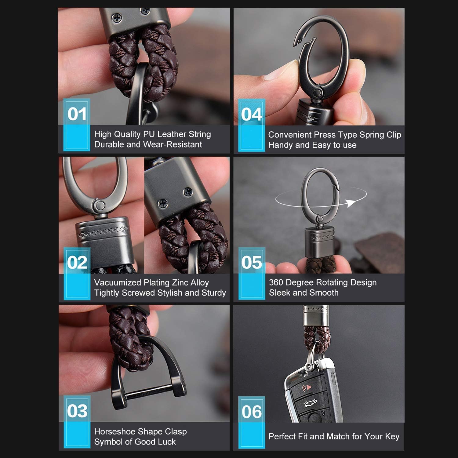 MECHCOS Compatible with Ram 1500 Limited Truck Pickup 6 Buttons Leather Case Key Fob Cover Keyless Remote Holder Protecter Key Chain