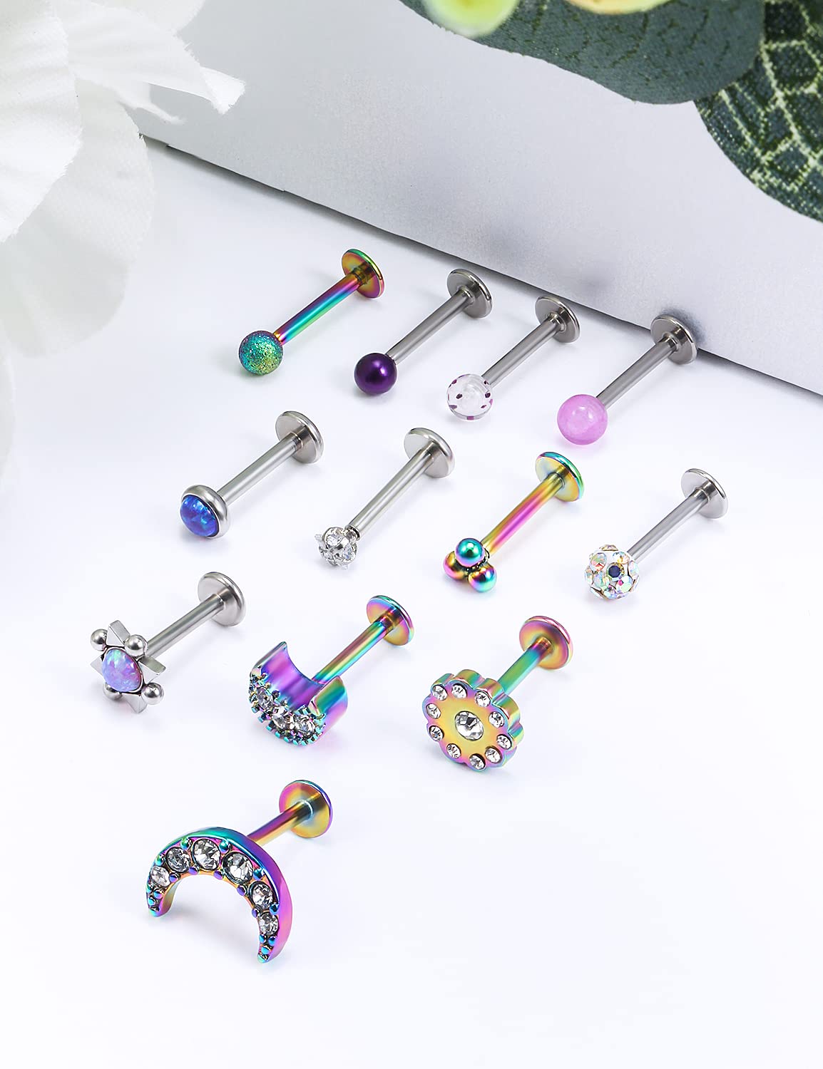 Pnsgisr 16g Cartilage Tragus Forward Helix Conch Earring Piercing Jewelry Lip Rings Medusa Labret Monroe for Women 16 Gauge Surgical Steel Flat Back Cartlidge Snake Bite Snakebite Philtrum Ashley Stud