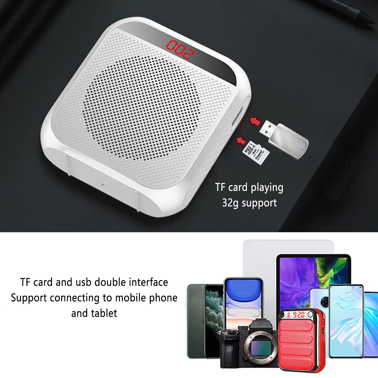 Qulable Voice Amplifier for Teachers Portable Amplifier, Rechargeable Teacher Microphone, Mini Amplifier System, Classroom Microphone Outdoor Loudspeaker for Teachers/Metting/Tour Guide
