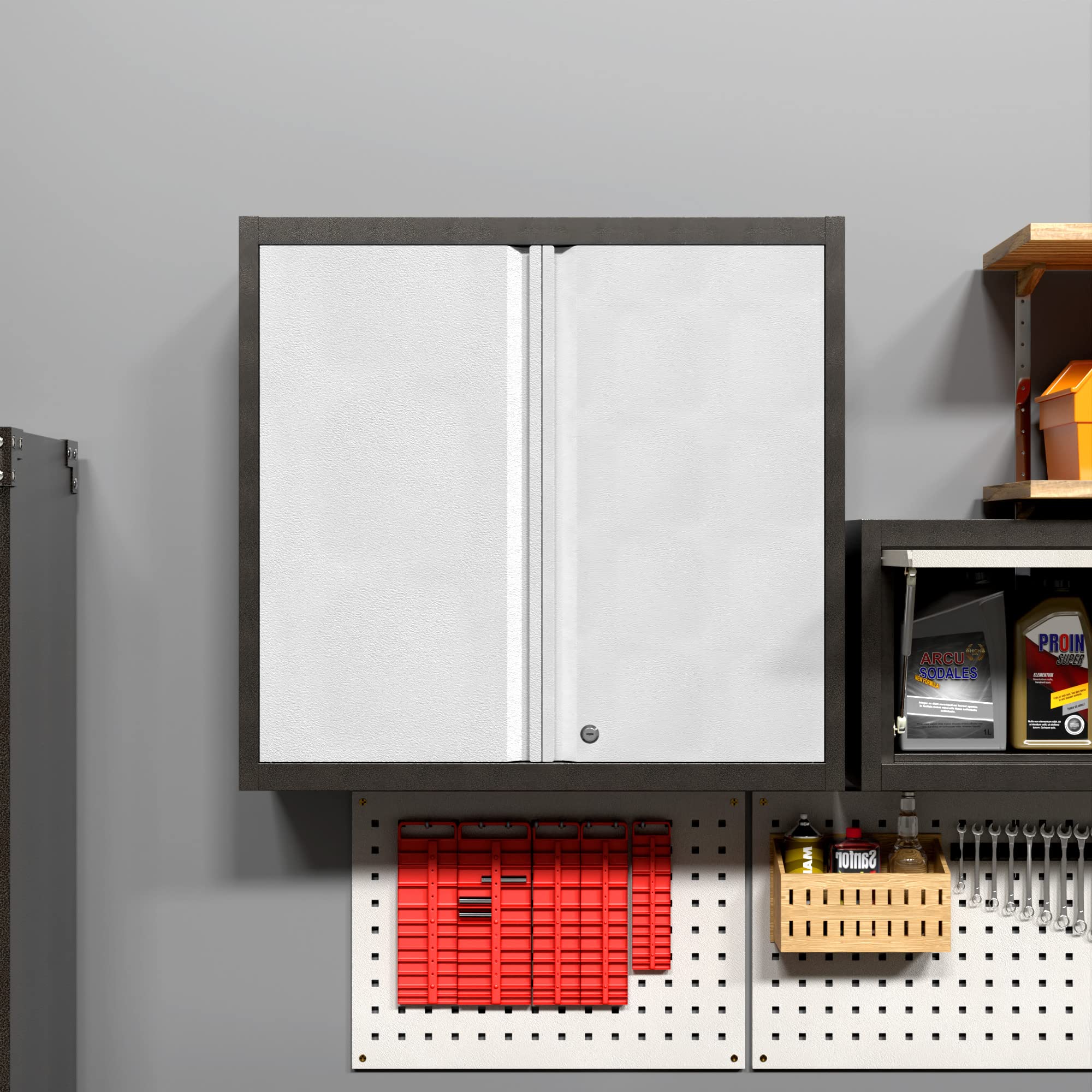 Metal Wall Storage Cabinet with Two Door and Adjustable Shelves,Cabinet Wall Mount for Garage Workshop,Kitchen Dining, Living Room