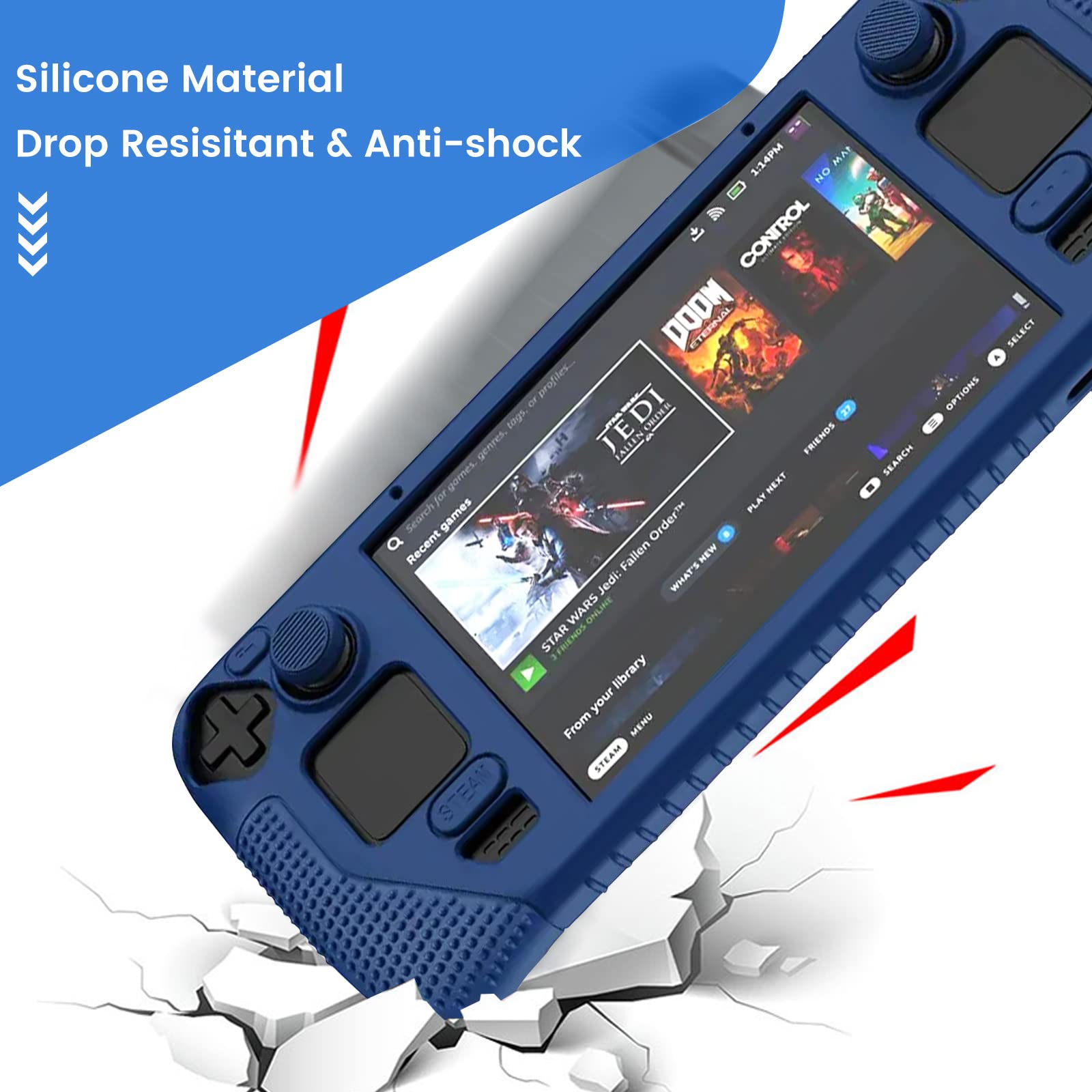 YEAOI Case for Valve Steam Deck 2022, Support Standing, Silicone Protector, Protective Cover with 4 Rocker Caps
